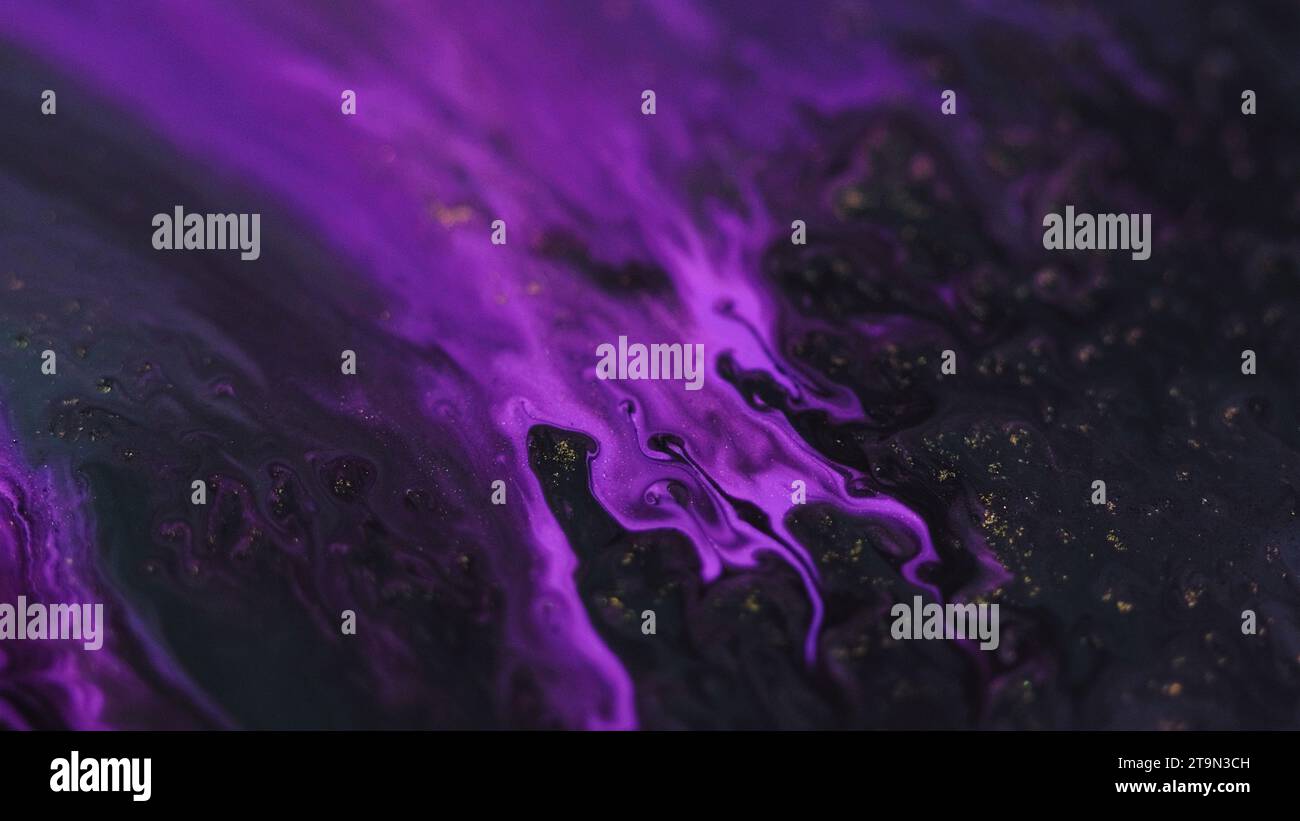Paint drip ink water flow neon purple black wave Stock Photo - Alamy