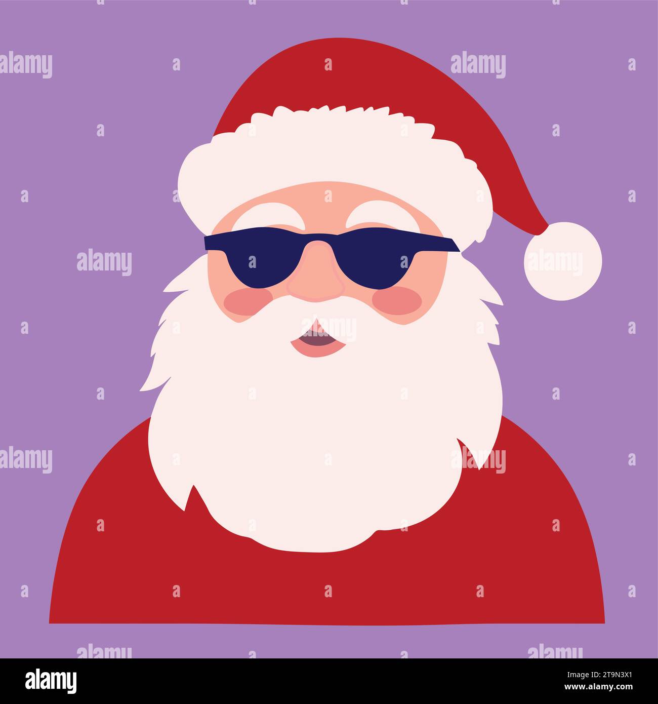 Cool Santa Claus Cartoon in Sunglasses and Festive Hat Stock Vector ...