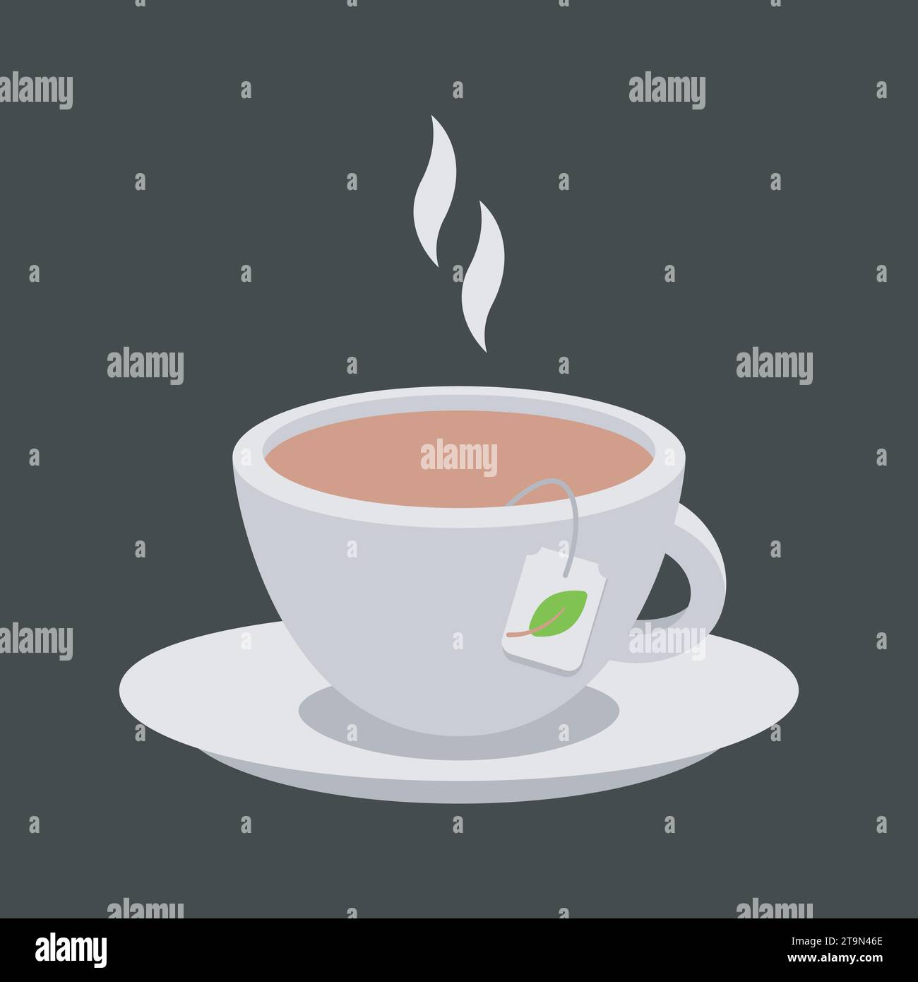 Tea cup icon, with a tea bag. Cartoon flat graphic design. Isolated ...