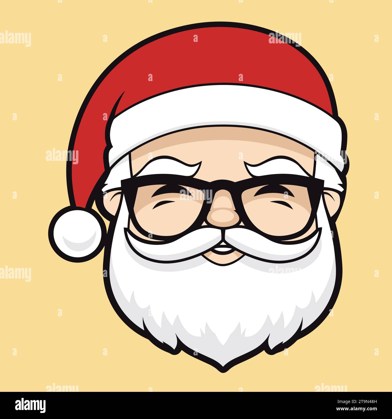 Jubilant Cartoon Santa Claus with Glasses and Red Hat Stock Vector ...