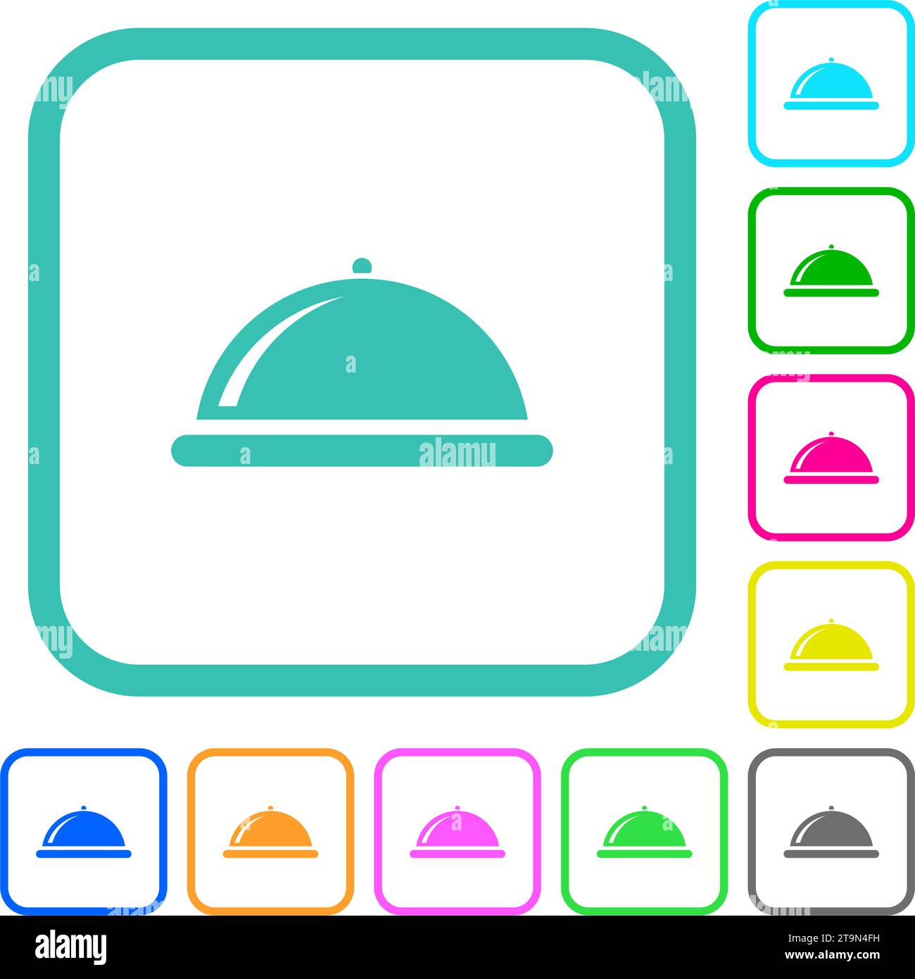 Food tray with gloss vivid colored flat icons in curved borders on ...