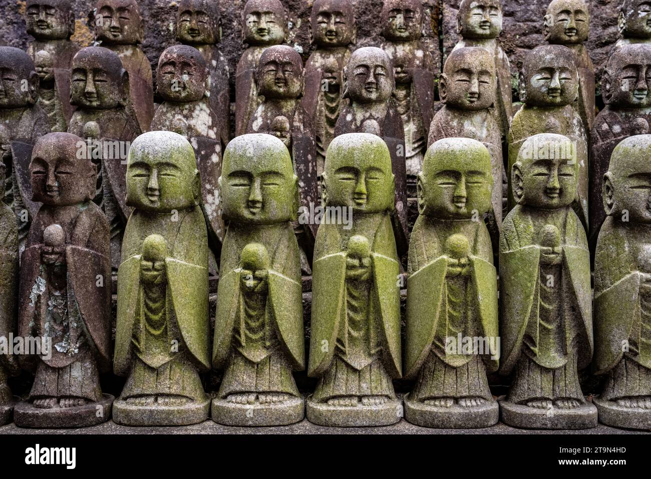 Stone Jizo statues at the Hasedera Temple in Kamakura Japan. Guardian ...