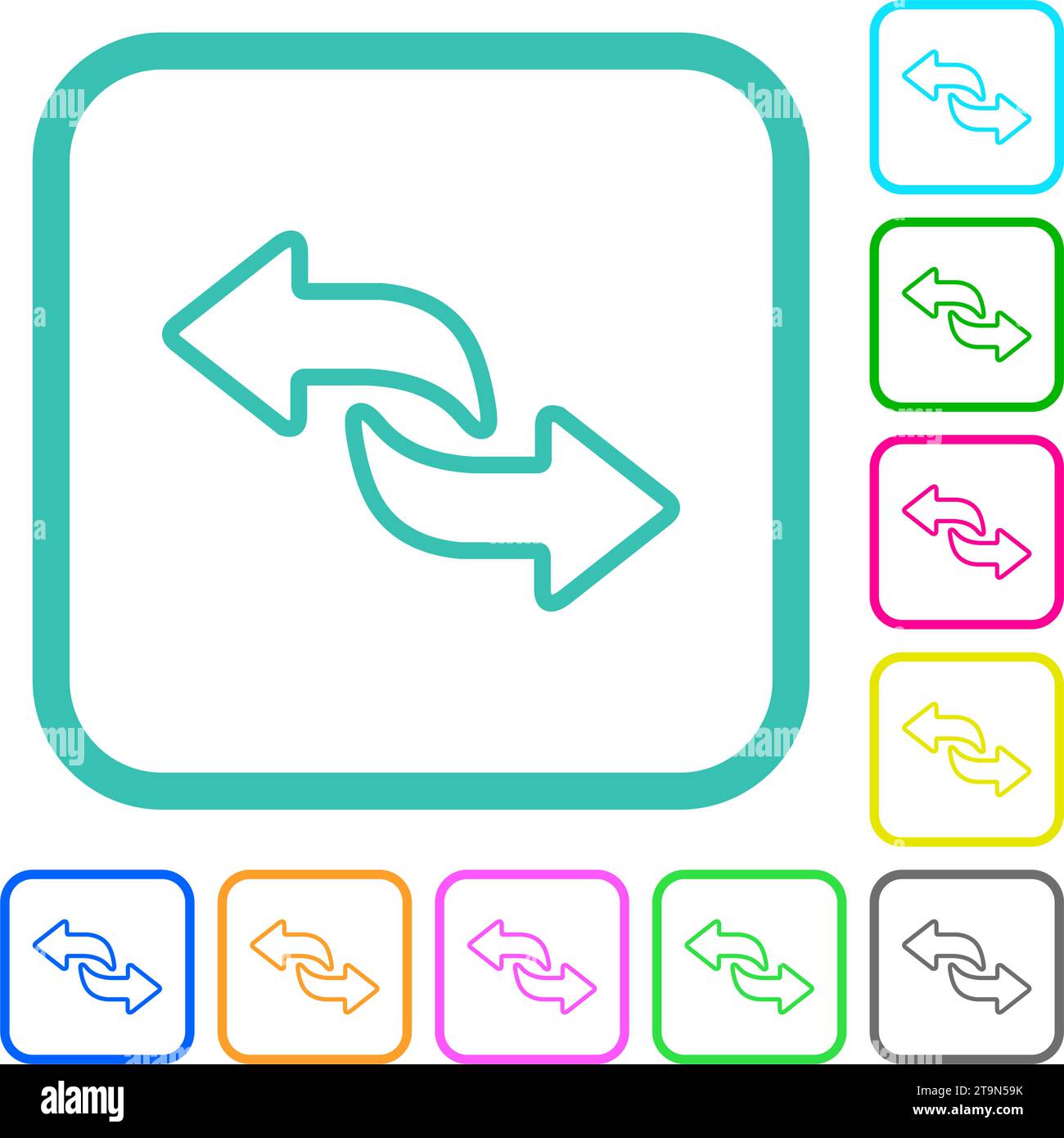 Convert arrows outline vivid colored flat icons in curved borders on ...