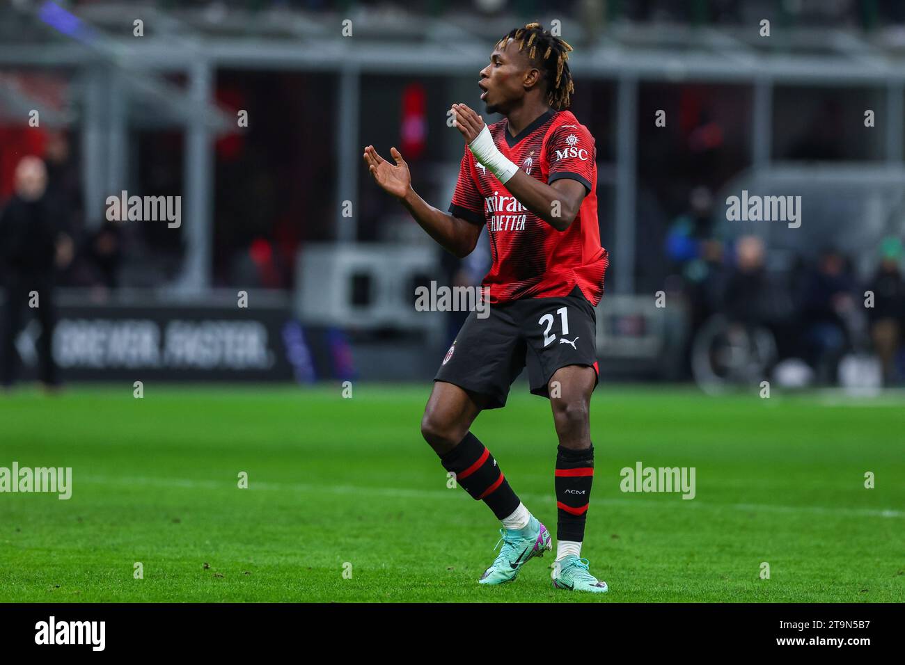Samuel Chukwueze of AC Milan reacts during the Serie A 2023/24 football ...