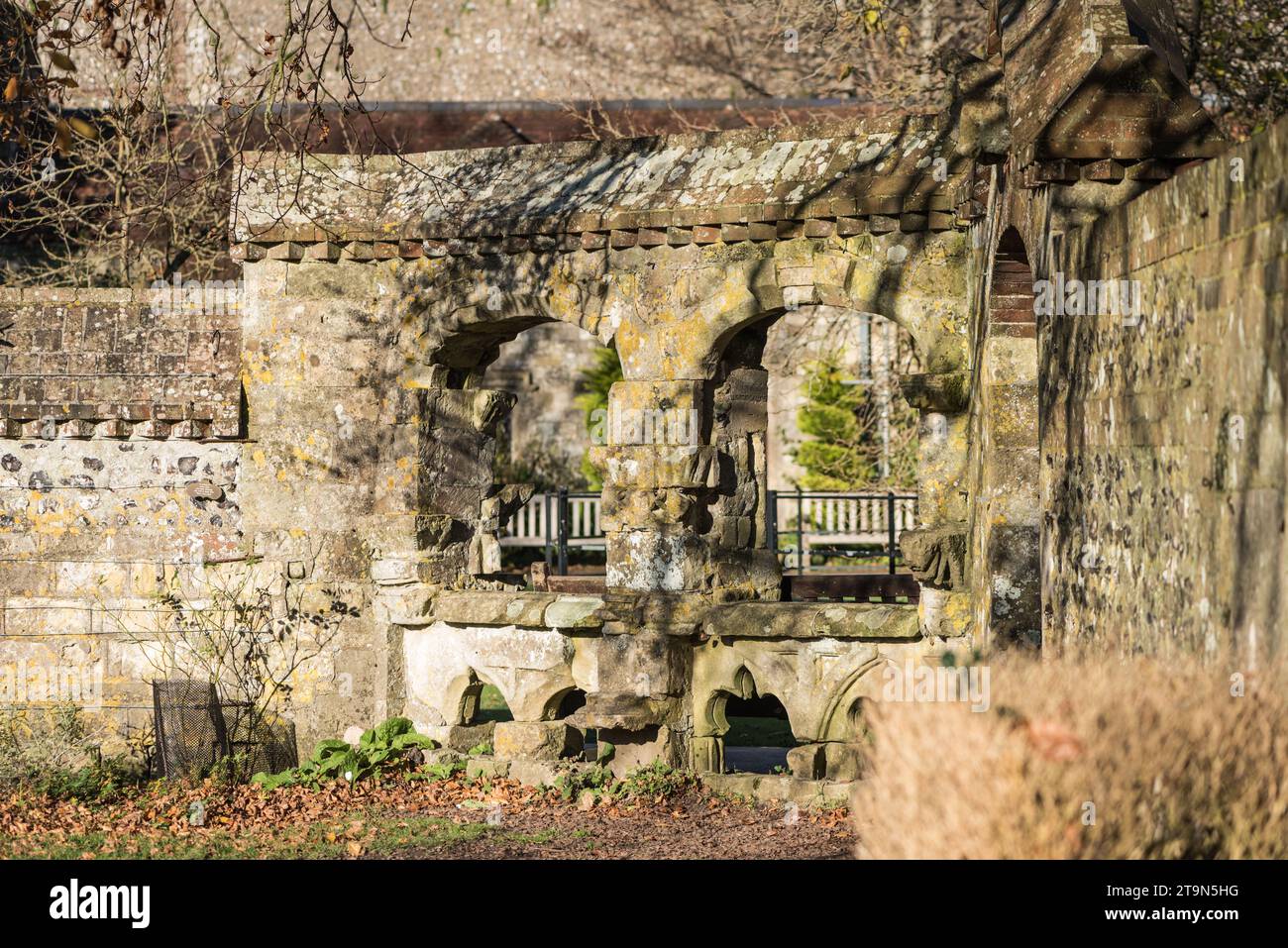 Wall with arches in Southover Grange Gardens, in Lewes, East Sussex ...