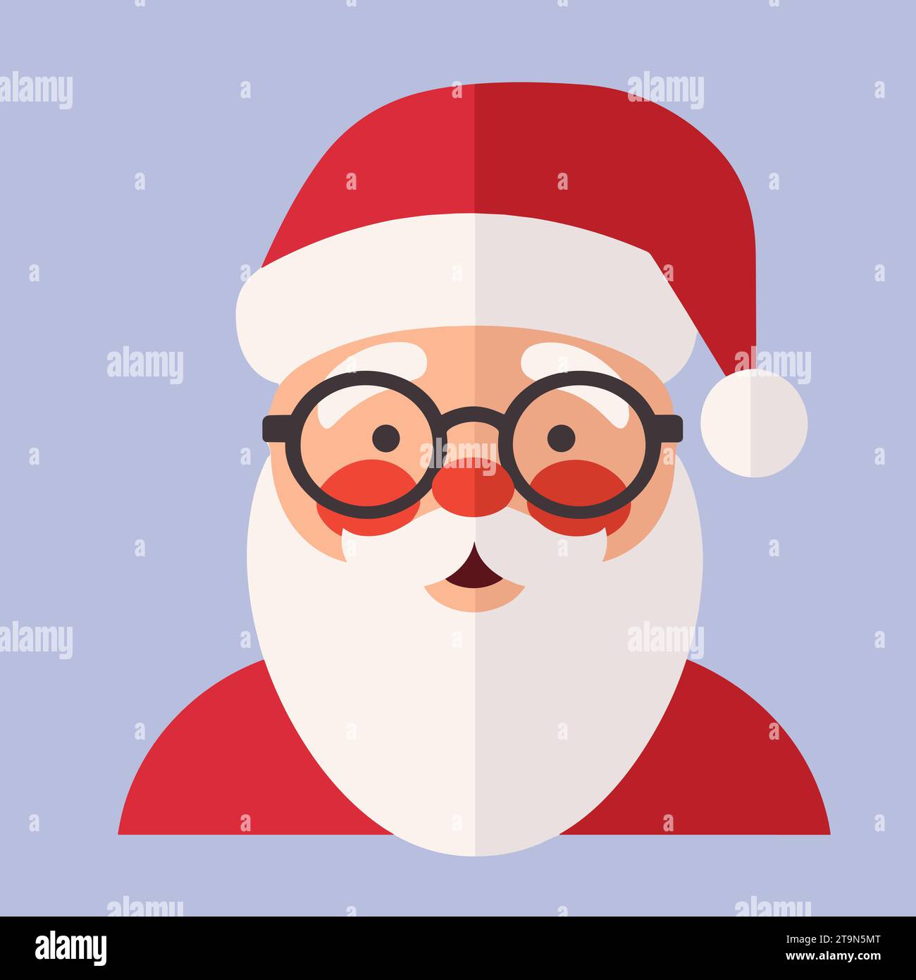 Vector illustration of a laughing santa claus with glasses and a beard ...
