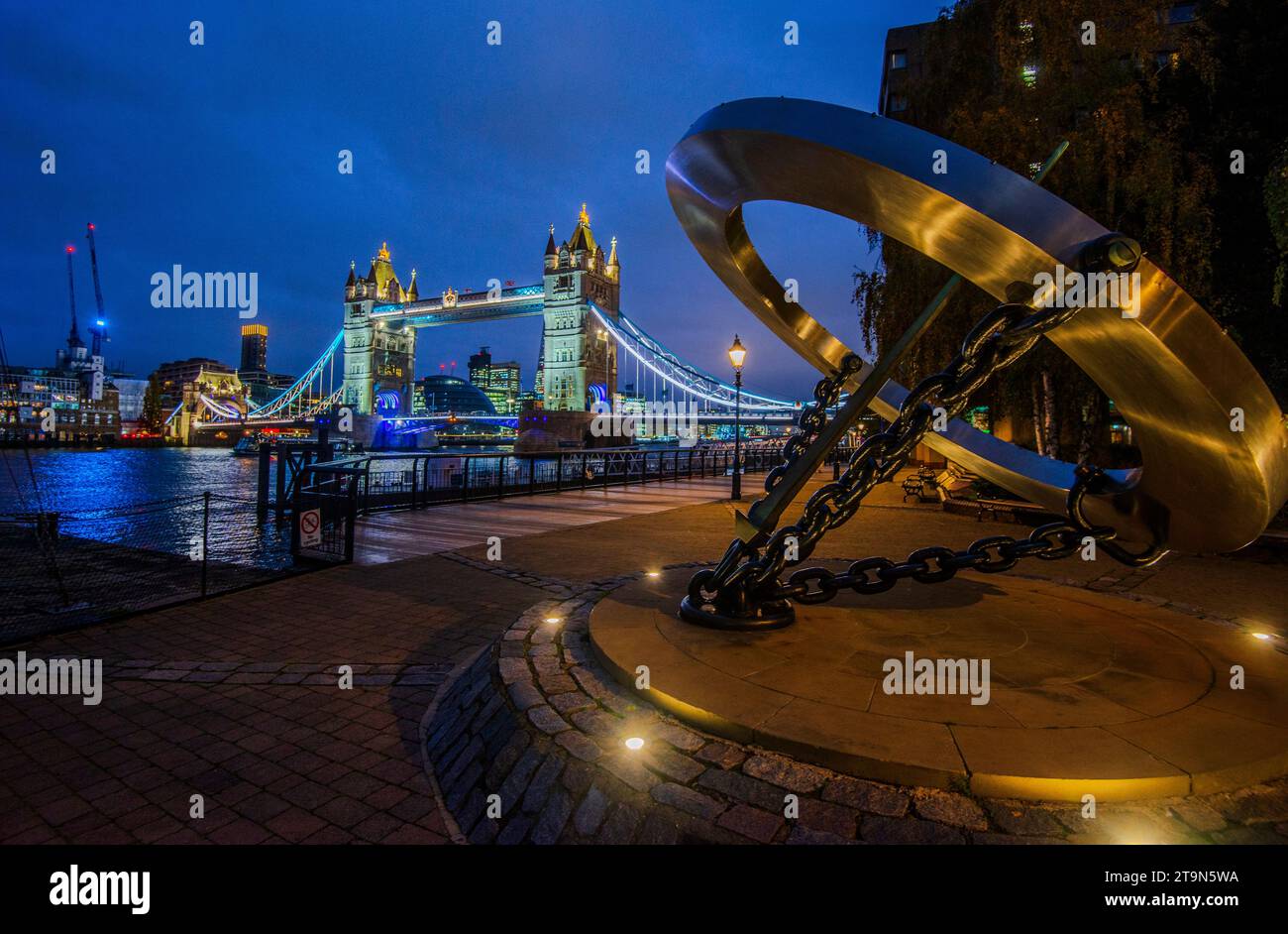 The Compass Sculpture, North Bank, Tower Bridge over the River Thames ...
