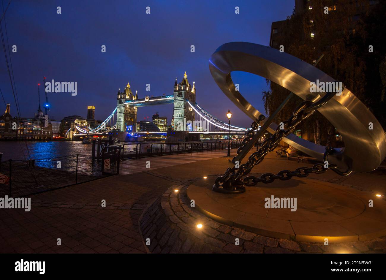 The Compass Sculpture, North Bank, Tower Bridge over the River Thames ...