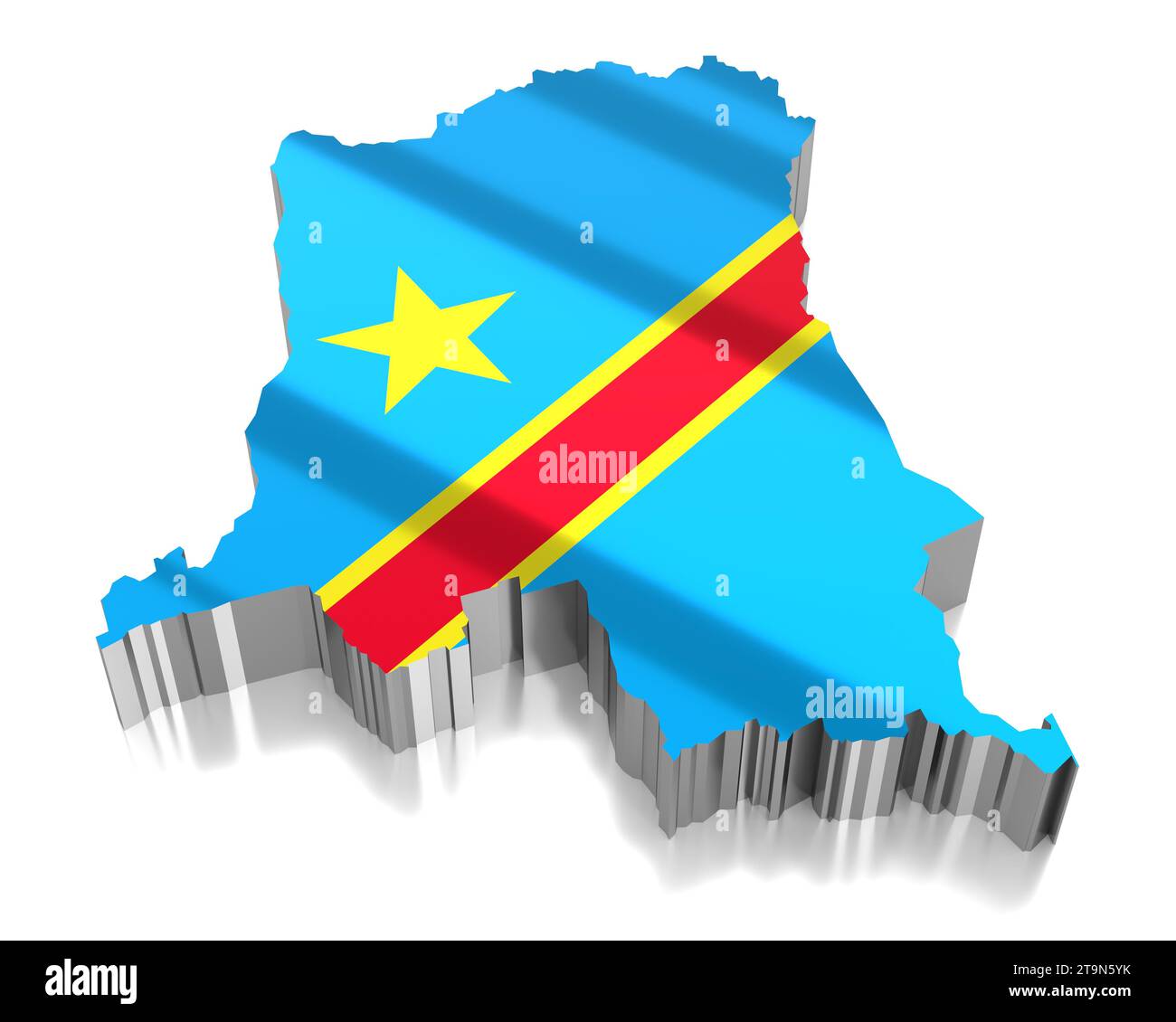 Democratic Republic of the Congo - country borders and flag - 3D ...