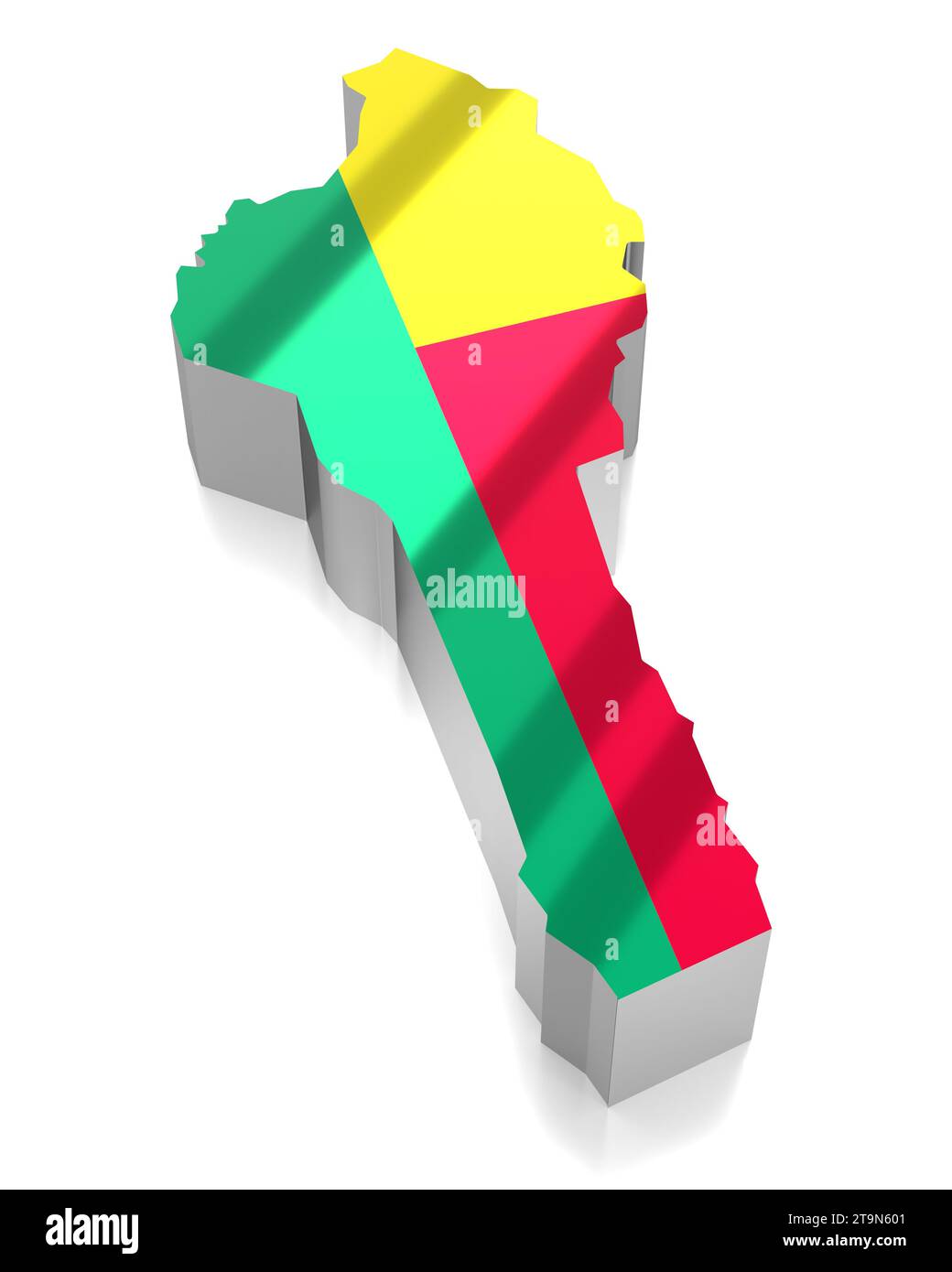 Benin - country borders and flag - 3D illustration Stock Photo - Alamy