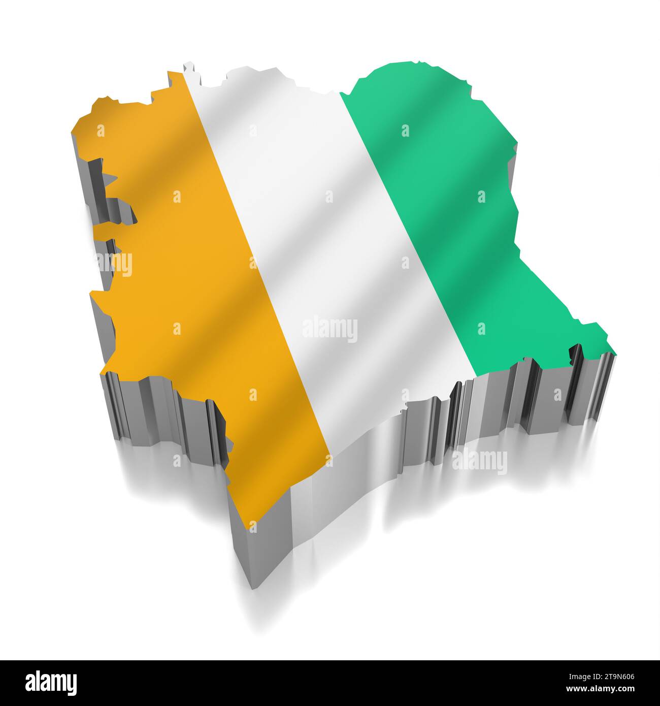 Ivory Coast - country borders and flag - 3D illustration Stock Photo ...