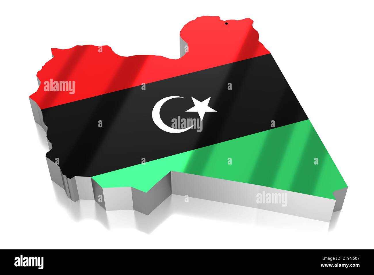 Libya - country borders and flag - 3D illustration Stock Photo - Alamy
