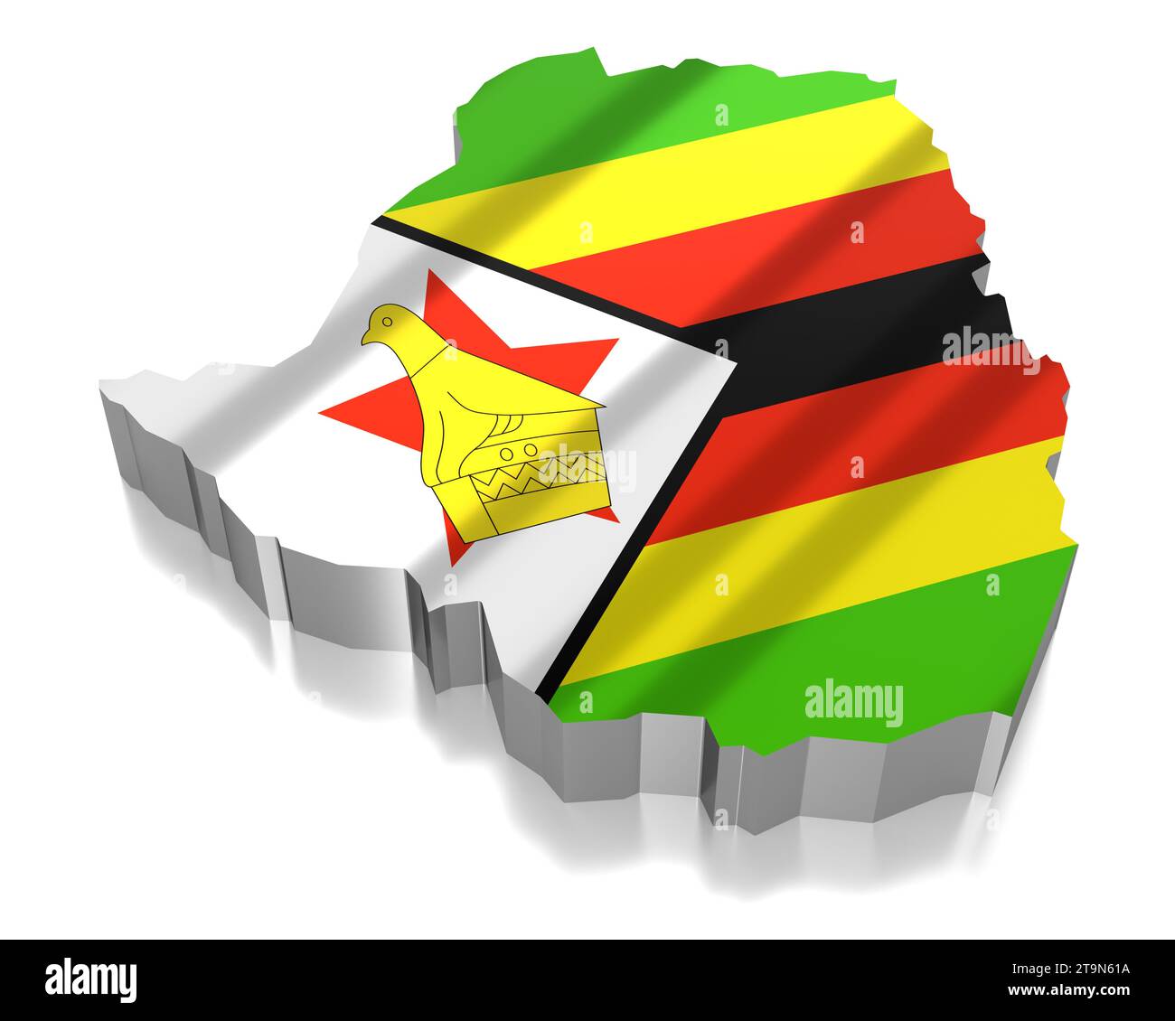 Zimbabwe - country borders and flag - 3D illustration Stock Photo - Alamy