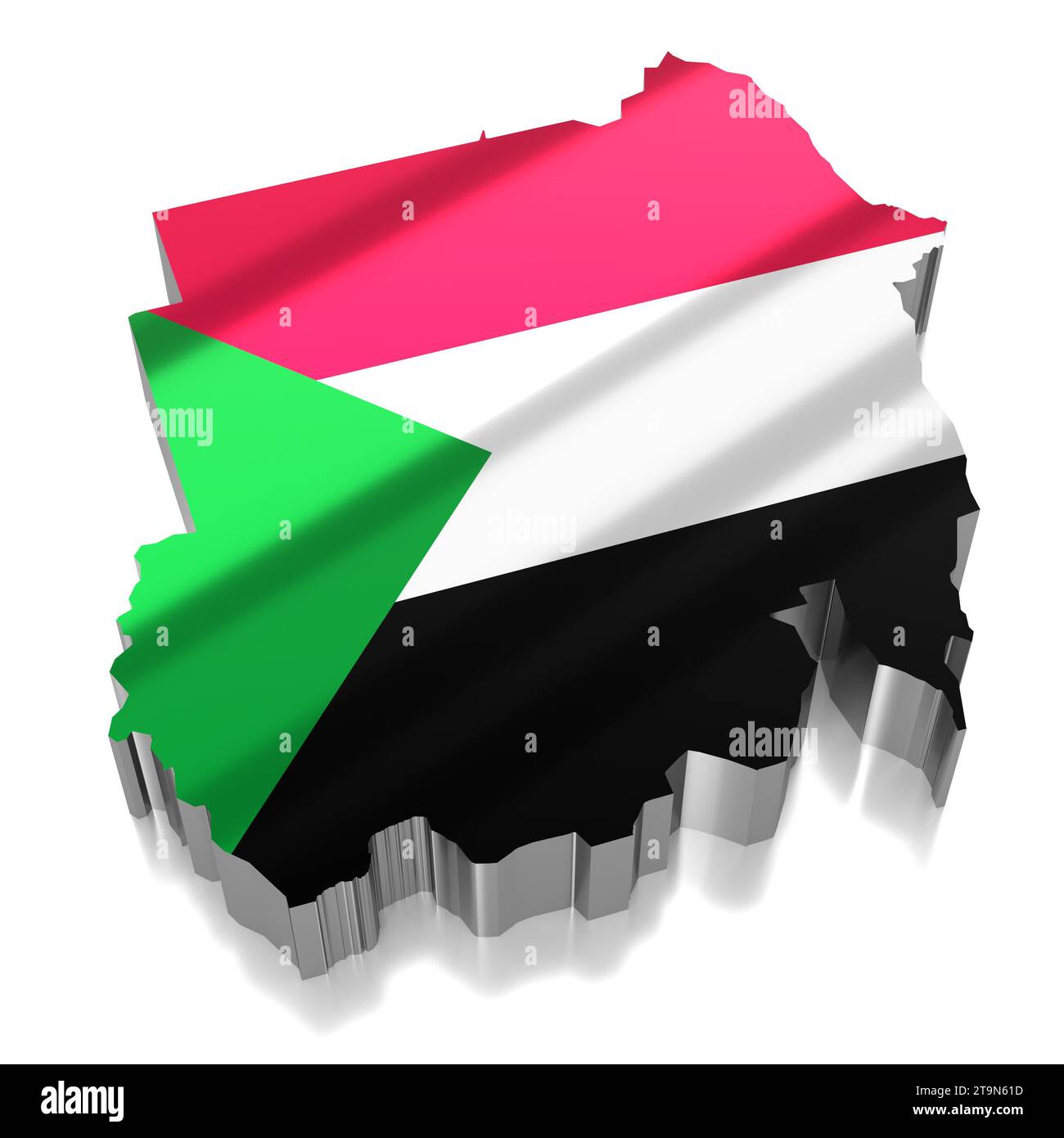 Sudan - country borders and flag - 3D illustration Stock Photo - Alamy