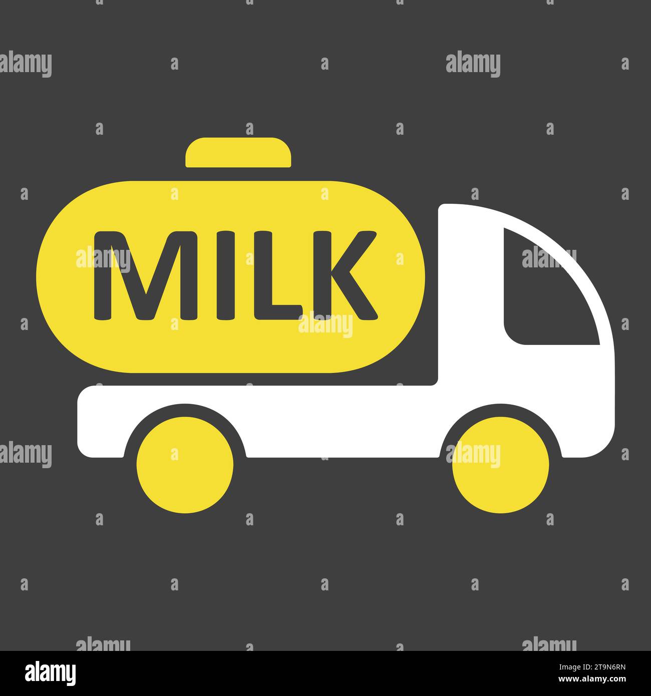 Dairy milk delivery service, truck with milk vector on dark background ...