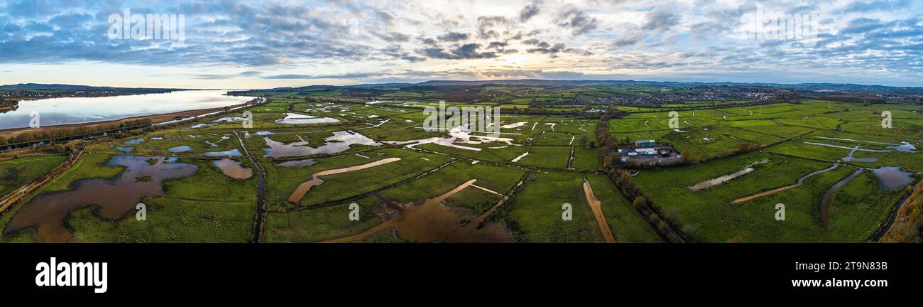 Panorama over Wetlands and Marshes in RSPB Exminster and Powderham ...