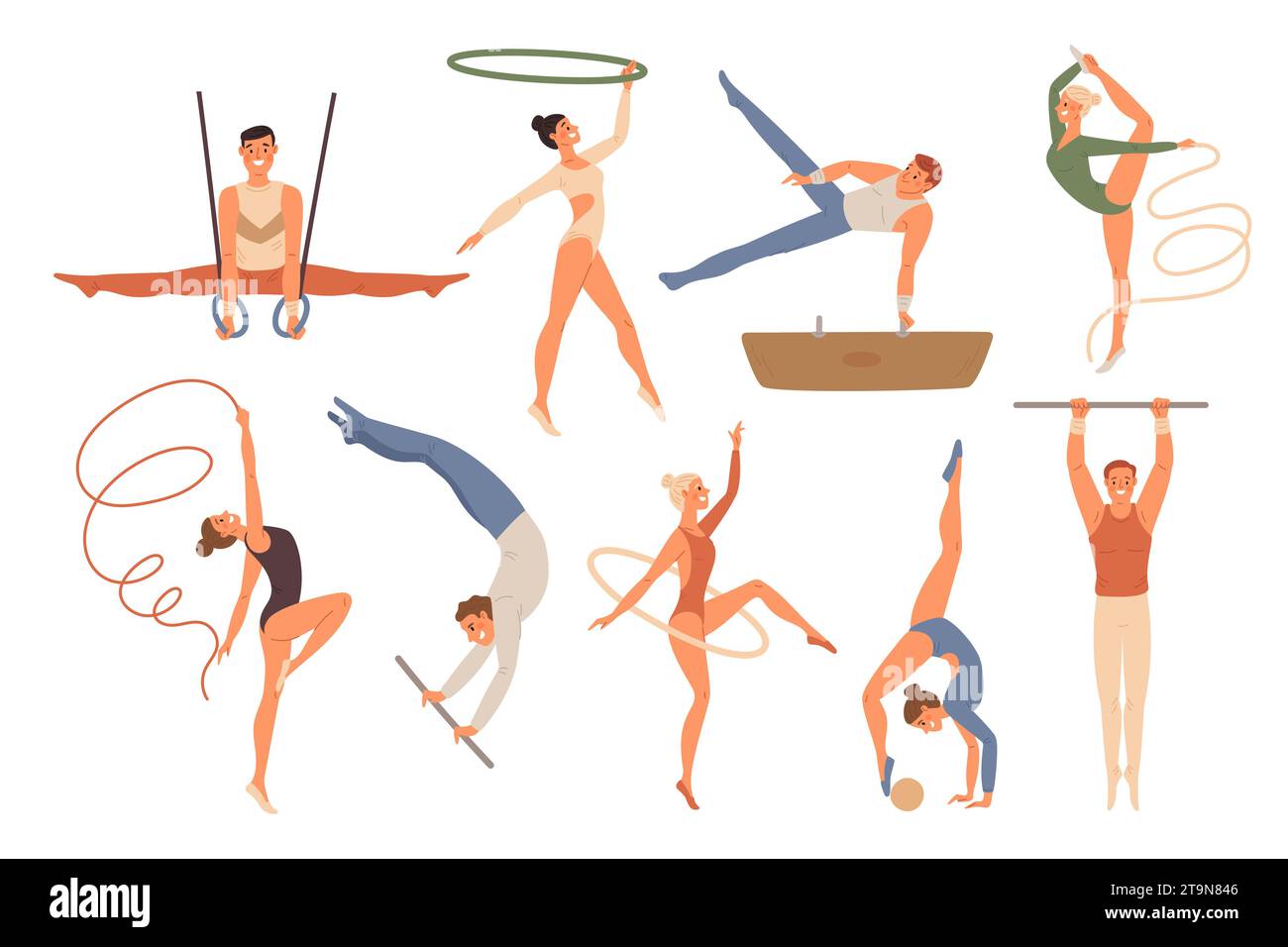 Athletic gymnastics. Acrobatic characters. Different sport types. Male ...