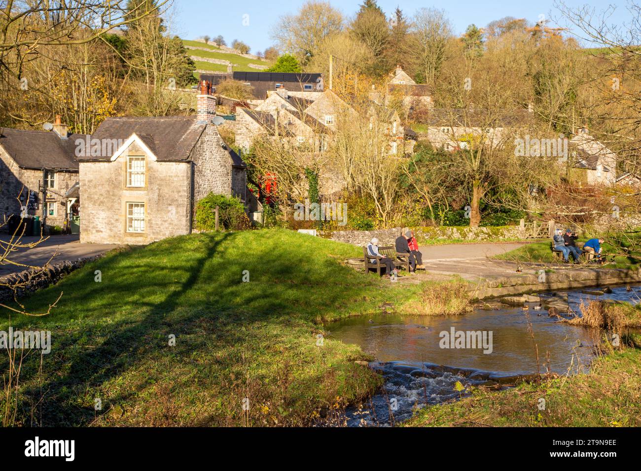 The village of Milldale in the Peak District Derbyshire dale of ...