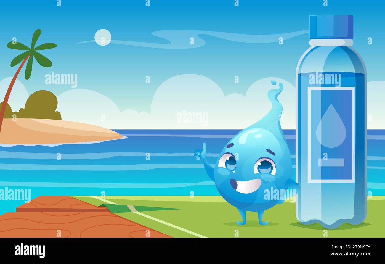 Water drops characters. Funny emoticons from liquid drops in action ...