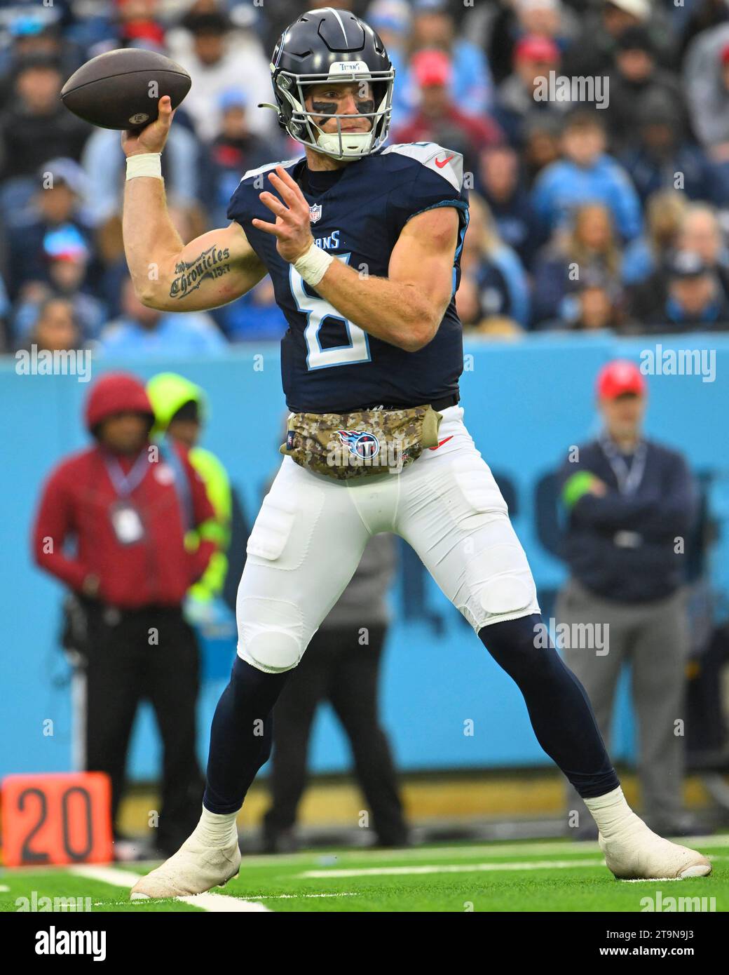 Tennessee Titans quarterback Will Levis passes against the Carolina ...