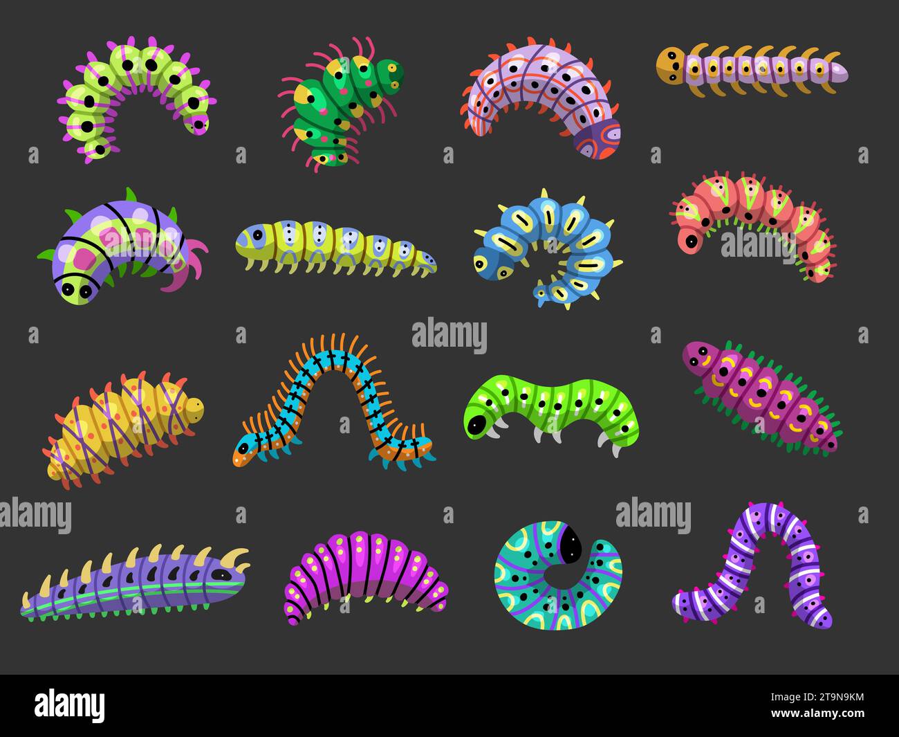 Caterpillars. Bugs and different insects recent vector creepy crawling ...