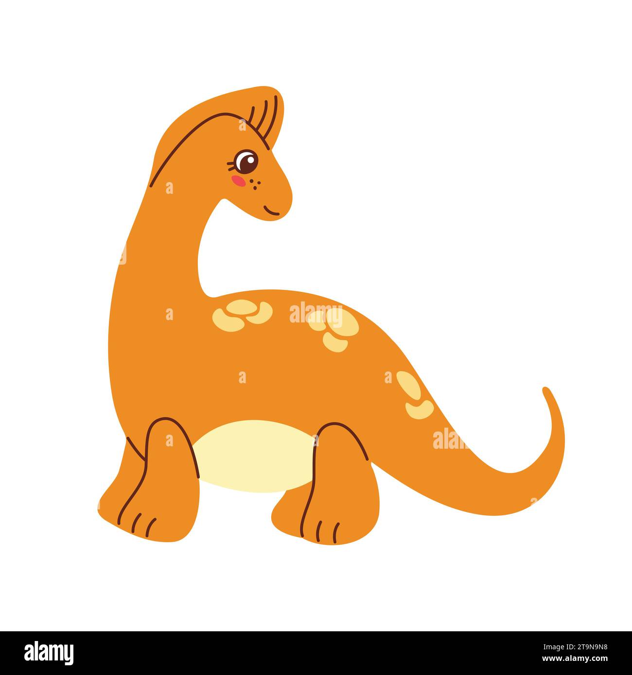 Cute colored dinosaur doodle. Vector illustration in cartoon style ...