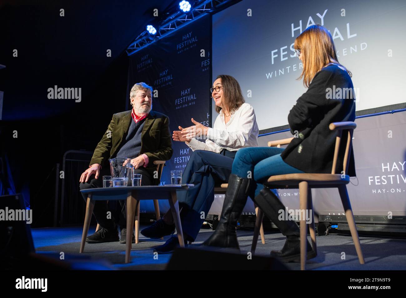 Hay-on-Wye, Wales, UK. Sunday 26th November 2023. Susie Dent and Sarah ...