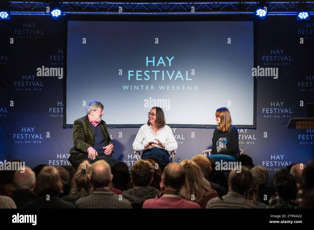 Hay-on-Wye, Wales, UK. Sunday 26th November 2023. Susie Dent and Sarah ...