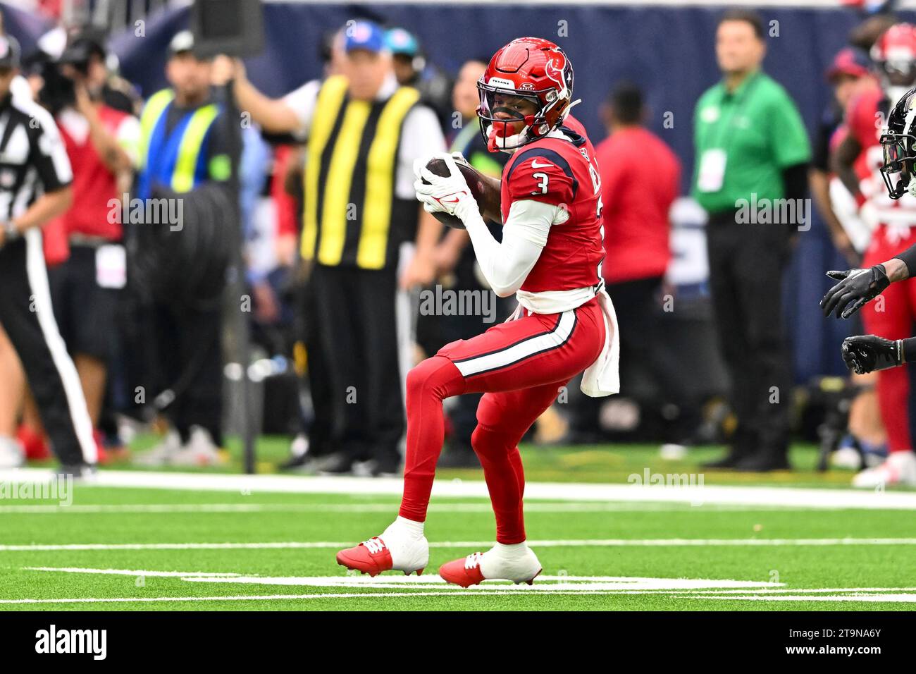 Houston Texans wide receiver Tank Dell (3) catches a pass during an NFL ...