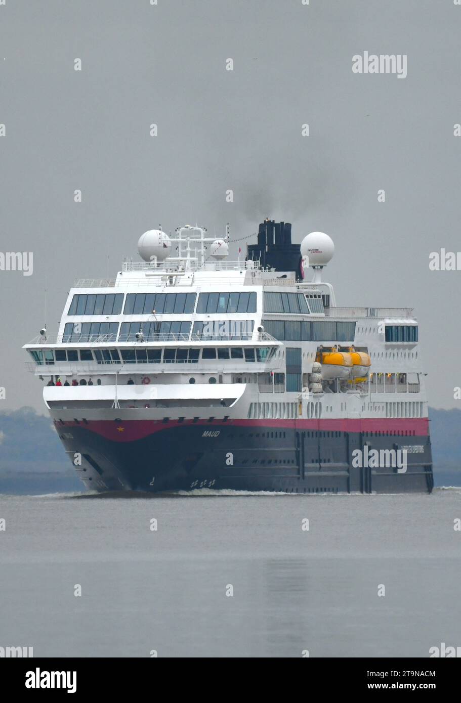 Expedition cruse ship MS Maud is pictured on a wintery River Thames as ...