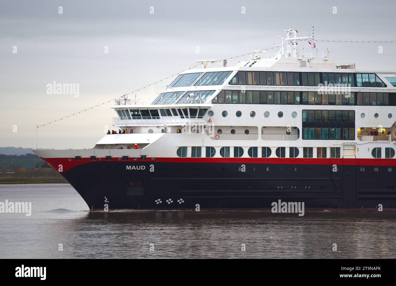 Expedition cruse ship MS Maud is pictured on a wintery River Thames as ...
