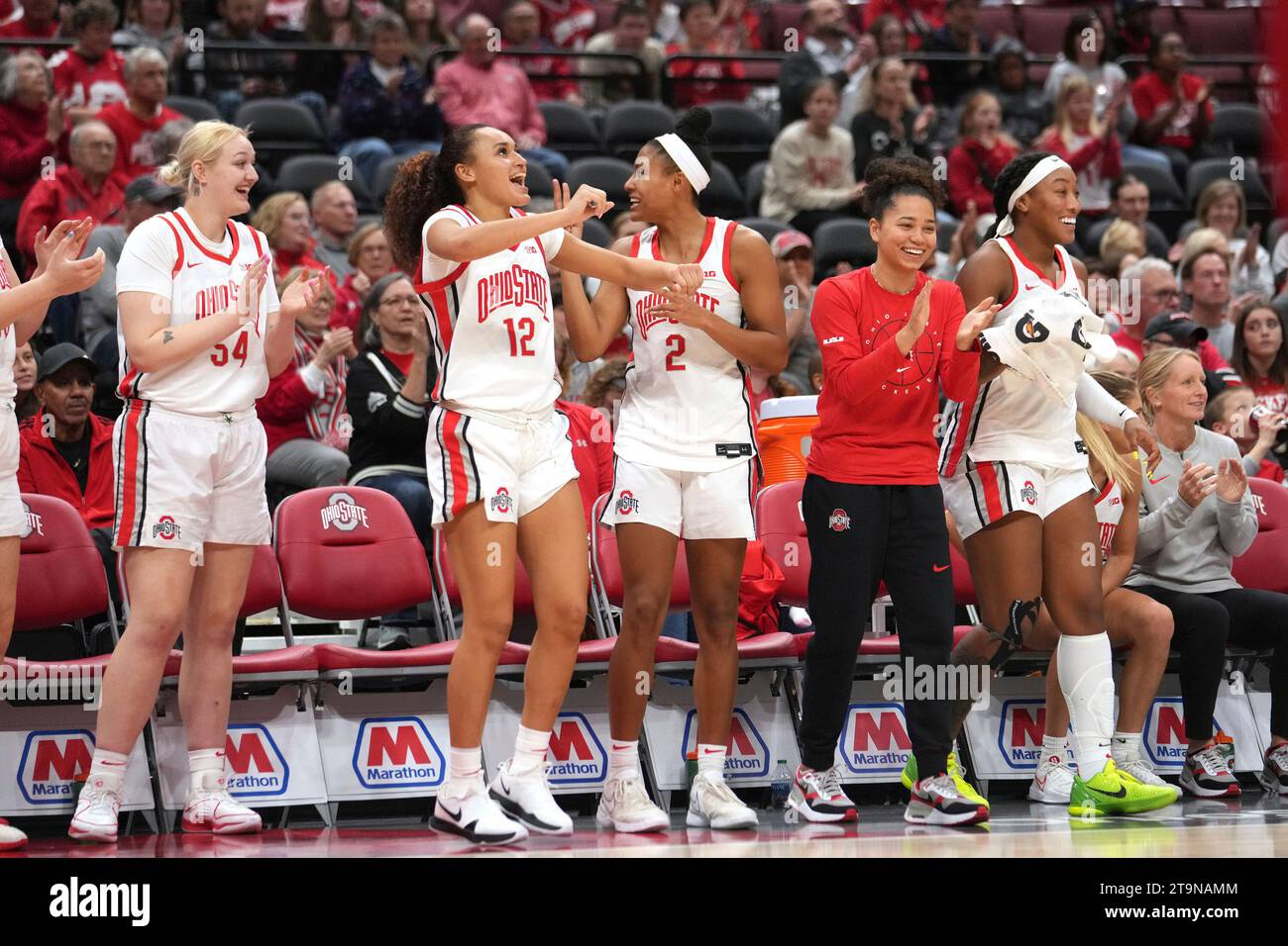 COLUMBUS, OH - NOVEMBER 26: Ohio State Buckeyes bench celebrate a ...