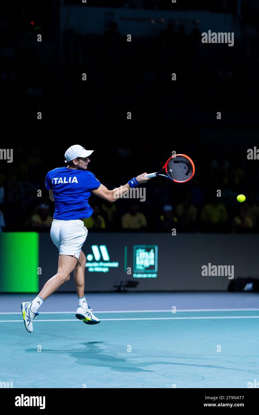Malaga, Spain. 26th Nov, 2023. Matteo Arnaldi of Italy seen in action during the Davis Cup 2023 ...