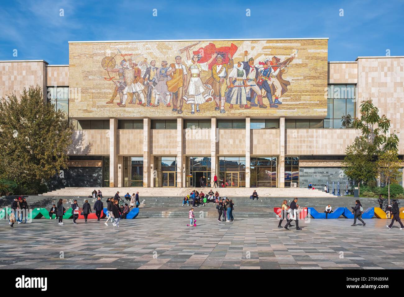 The National History Museum on Skanderbeg Square. People are strolling ...
