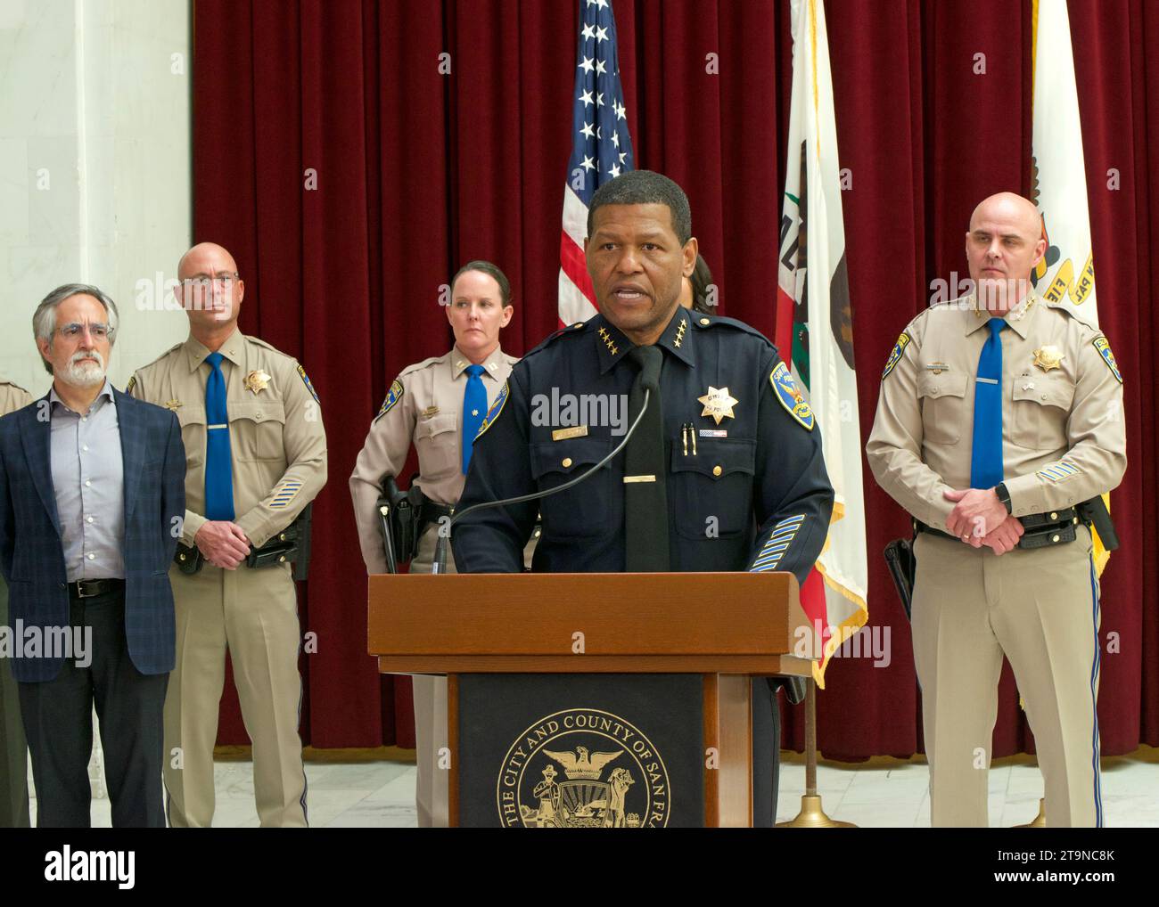 San Francisco, CA - April 28, 2023: Police Chief Bill Scott speaking ...