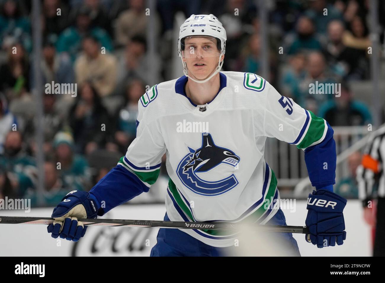 Vancouver Canucks defenseman Tyler Myers during an NHL hockey game ...