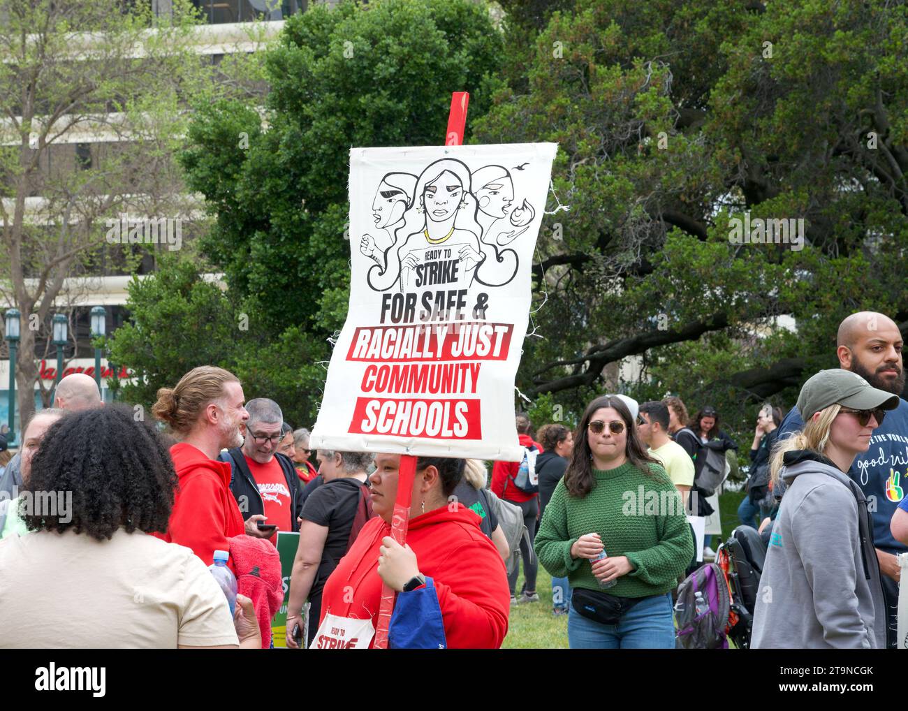 Oakland, CA - May 4, 2023: Teachers and supporters holding signs ...
