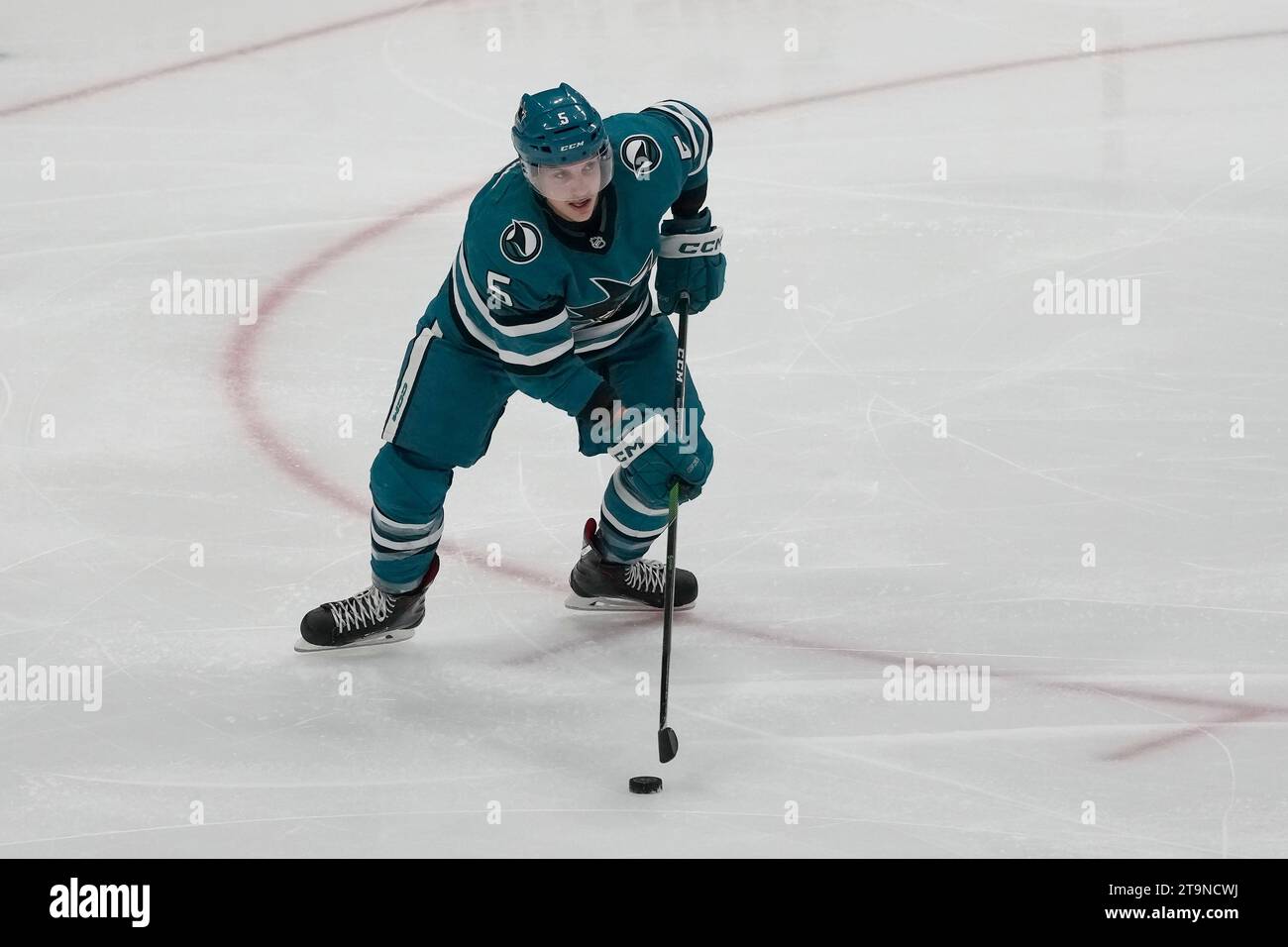 San Jose Sharks defenseman Matt Benning (5) during an NHL hockey game ...