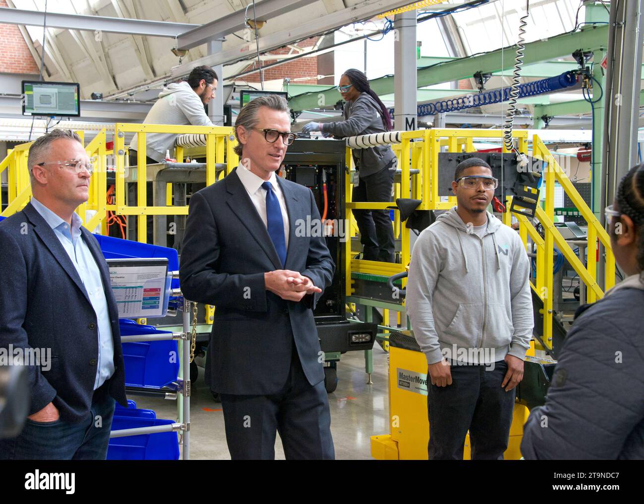 Richmond, CA - May 25, 2023: Governor Gavin Newsom touring MOXION facility where they are ...