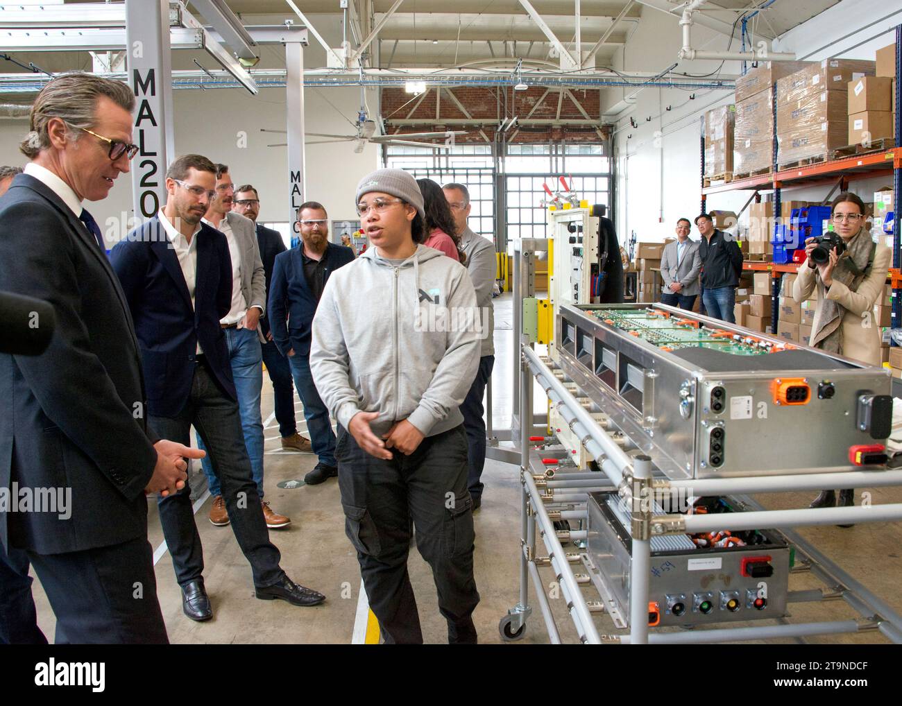 Richmond, CA - May 25, 2023: Governor Gavin Newsom touring MOXION facility where they are ...