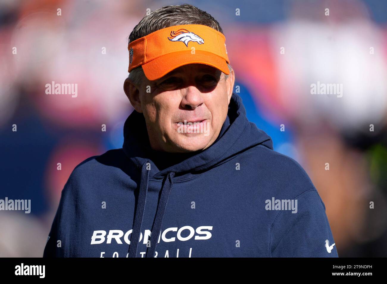 Denver Broncos head coach Sean Payton is seen before the start of an ...