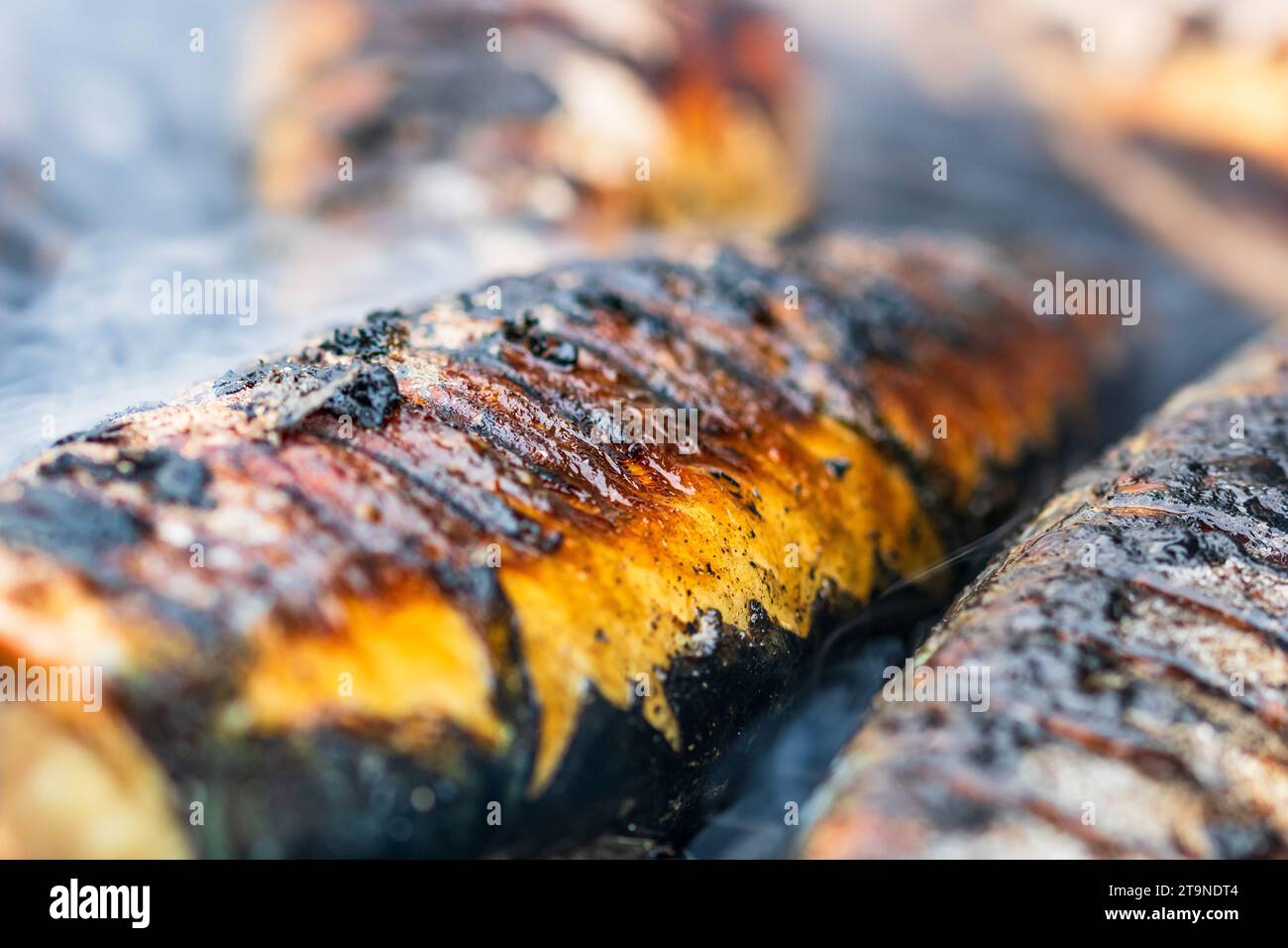 Grilled fish on charcoal grill. Fresh fish barbecue Stock Photo - Alamy