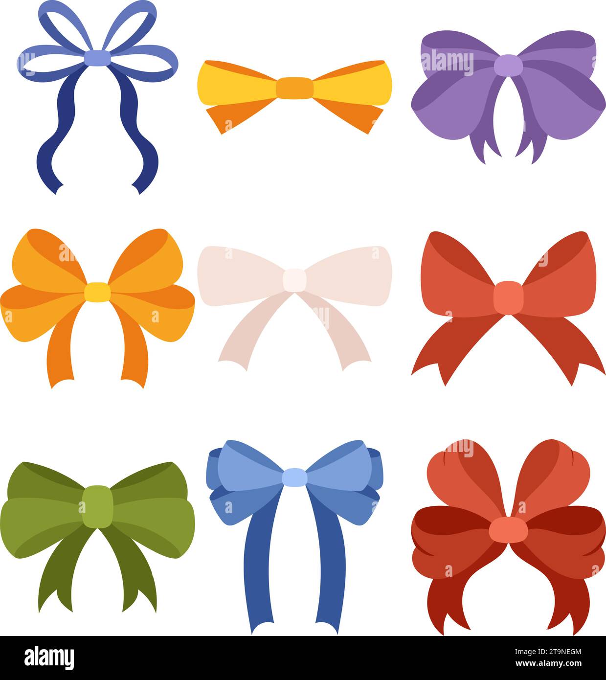 Simple and Chic Hand Drawn Ribbon Bows in a Flat Style. Perfect ...