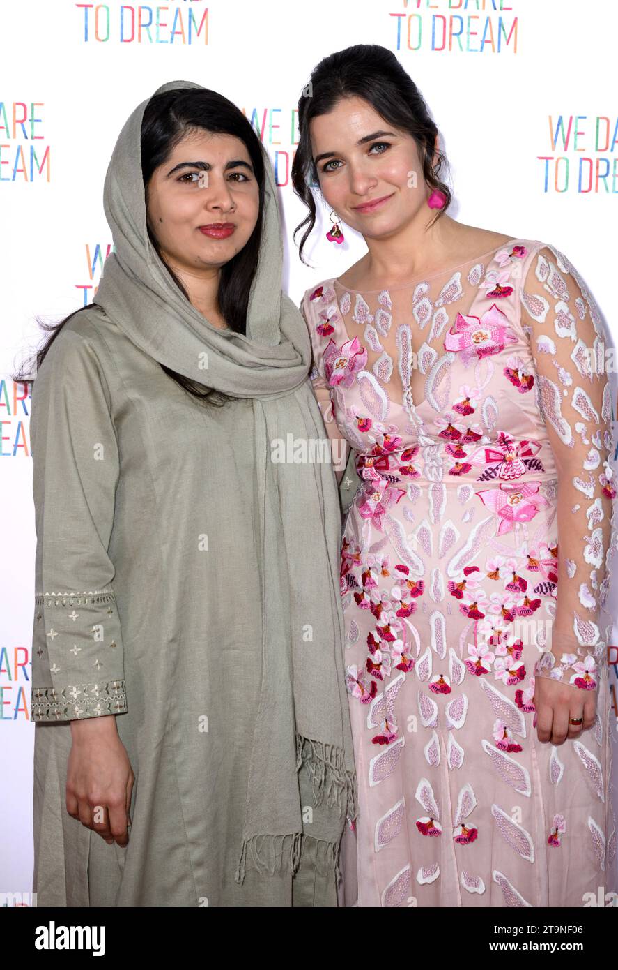 London, UK. November 26th, 2023. Malala Yousafzai and Waad Al’Kateab arriving at the We Dare To ...