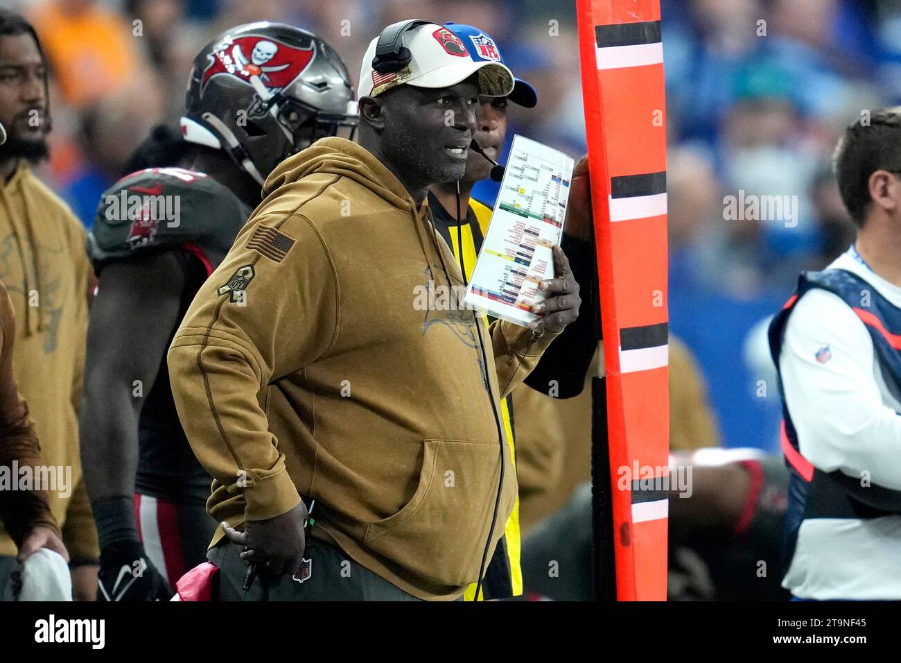 Tampa Bay Buccaneers head coach Todd Bowles stands on the sidelines during the second half of an ...