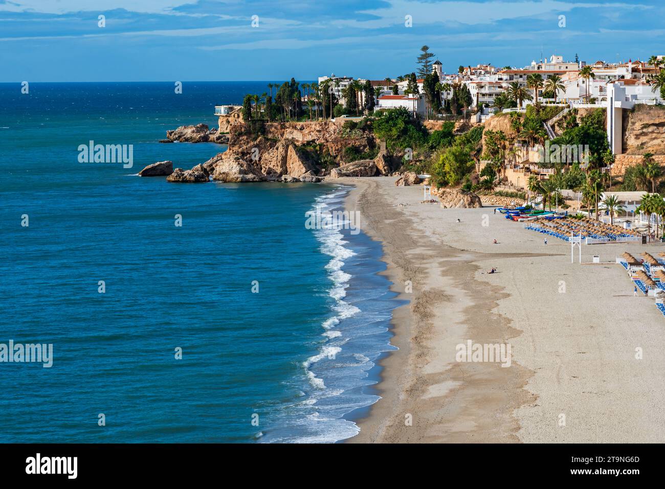 Burriana beach with the Balcón de Europa and part of the old town of ...