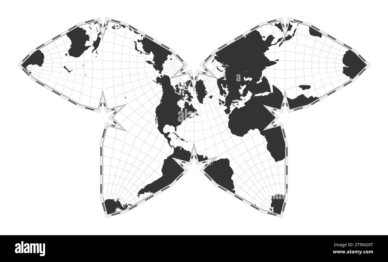 Vector world map. Steve Waterman's butterfly projection. Plain world ...