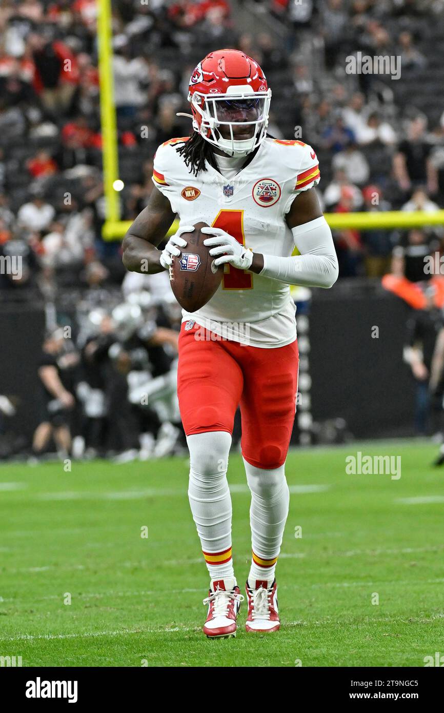 Kansas City Chiefs wide receiver Rashee Rice (4) warms up before an NFL ...