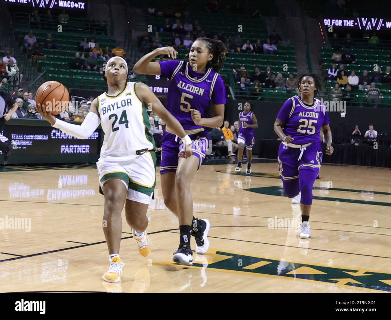 Baylor guard Sarah Andrews scores on a fast break over Alcorn State ...