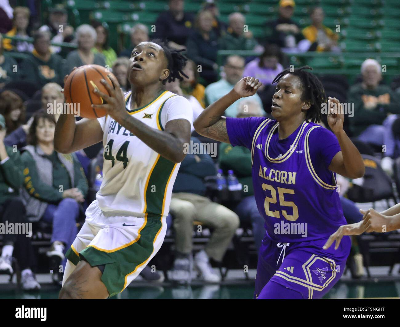 Baylor forward Dre'Una Edwards scores past Alcorn State forward Tyginae ...
